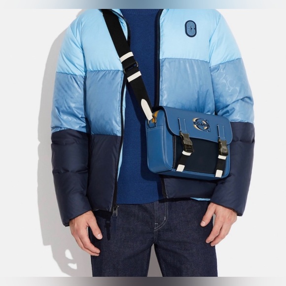 Coach | Bags | Coach Track Blue Crossbody Bag With Coach Stamp Coach ...